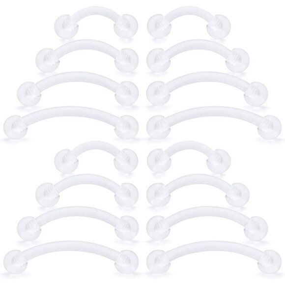 Jewelry | 16g Clear Curved Eyebrow Rings Flexible Retainers For Work ...